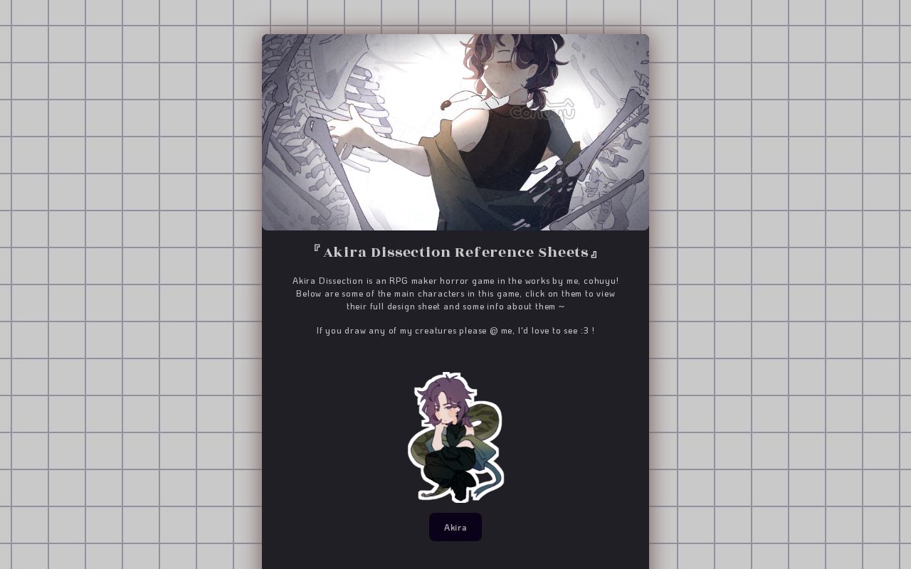 Akira Dissection Character Sheets